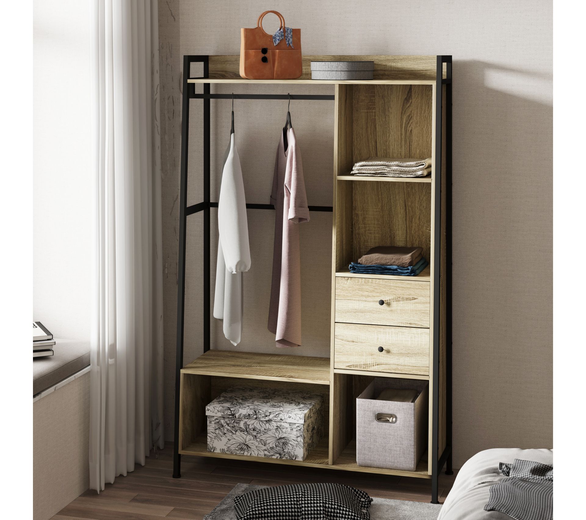 Dressing XL L.113,5 cm BONO imitation chêne sonoma - Kit dressing BUT