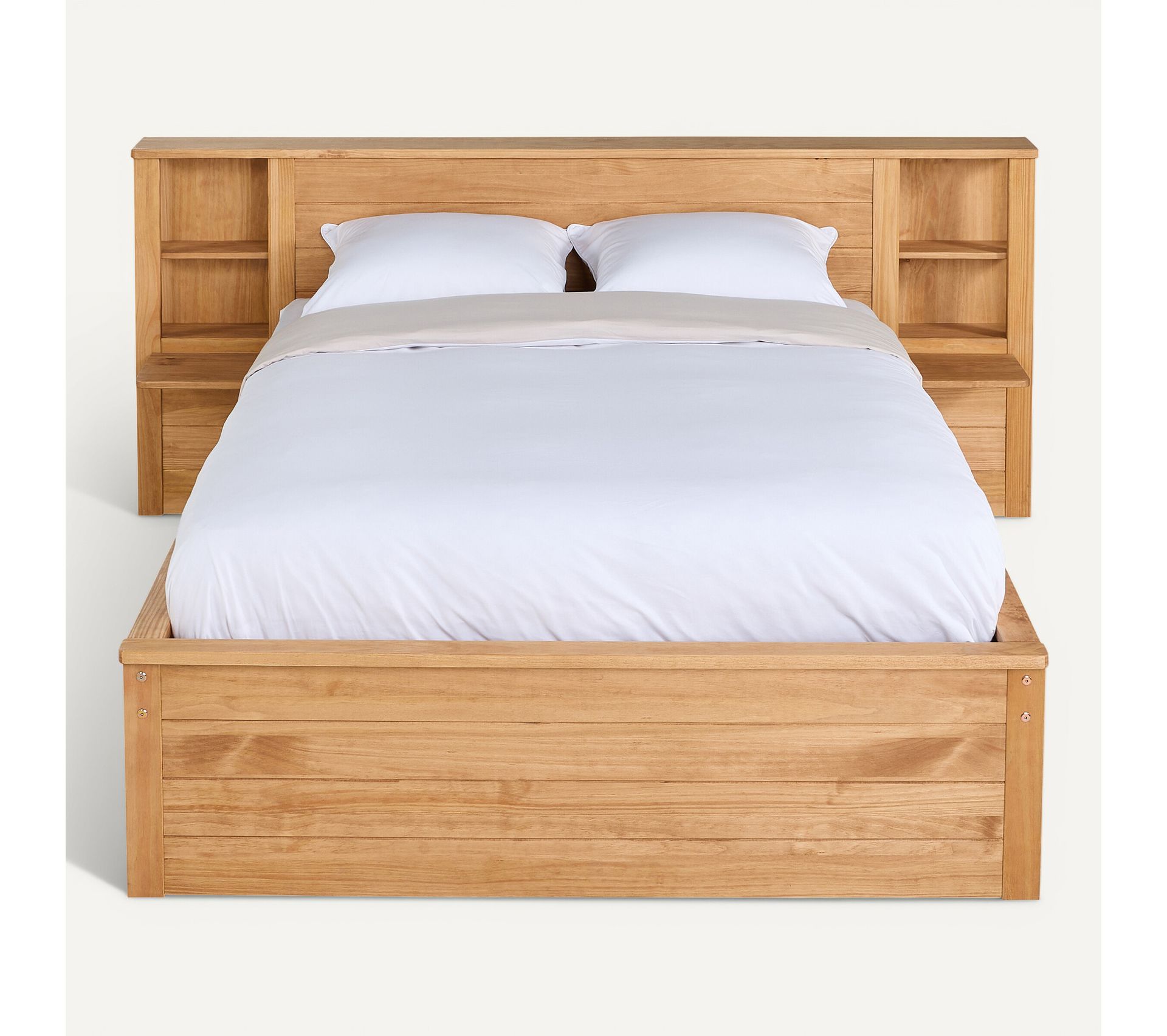 Lit 160x200 cm TDL rang MARLY imitation chêne naturel - Lit BUT