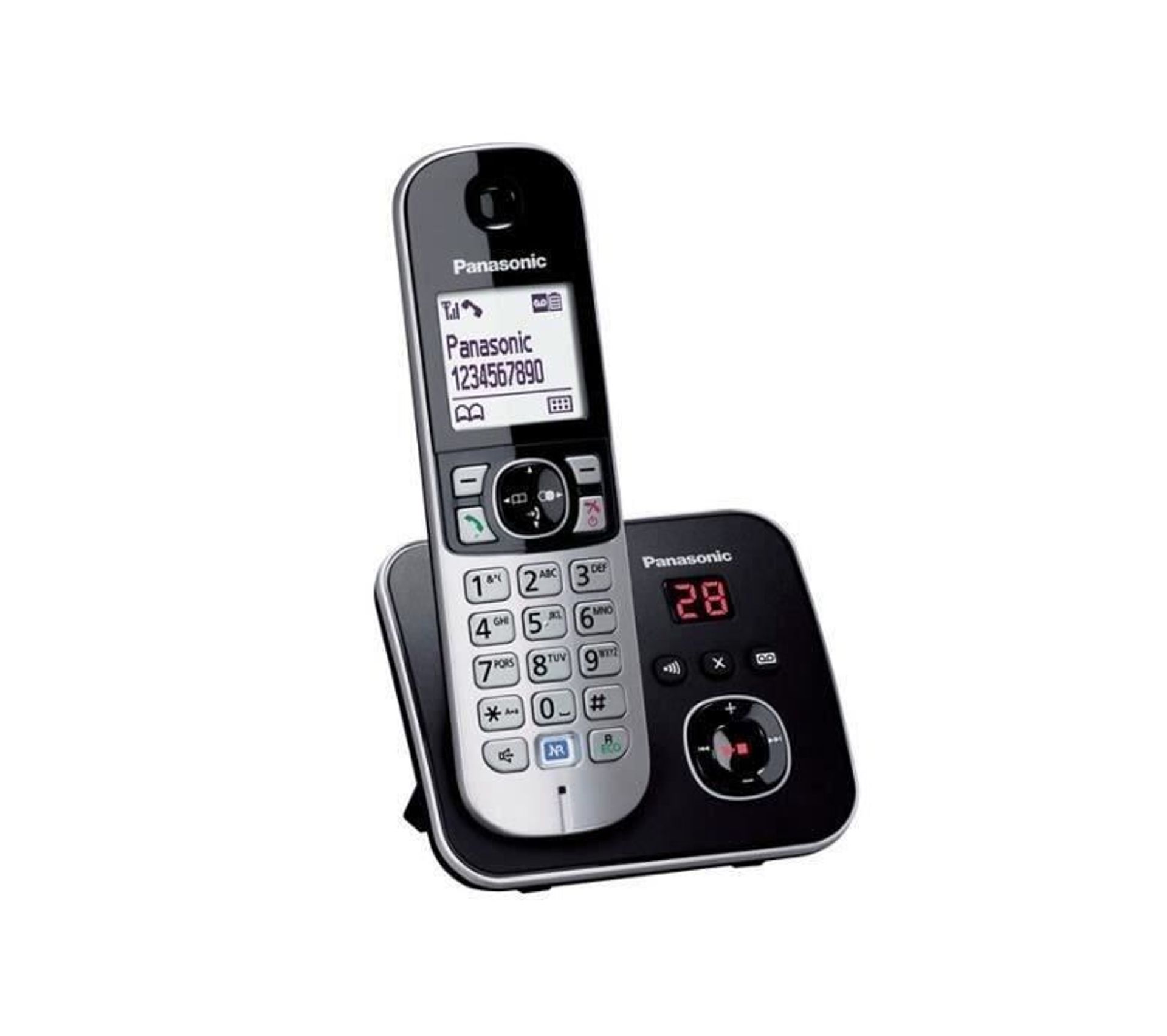 Téléphone Sans Fil Dect Noir/silver Avec Répondeur - Kx-tg6821 ...