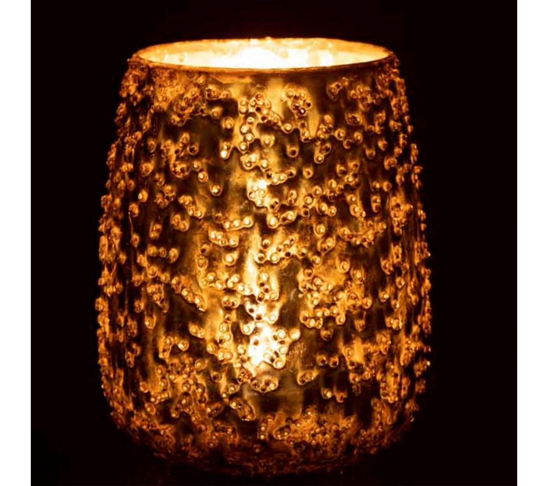 Photophore Design En Verre "lise" 16cm Or - Bougeoir - Lanterne BUT