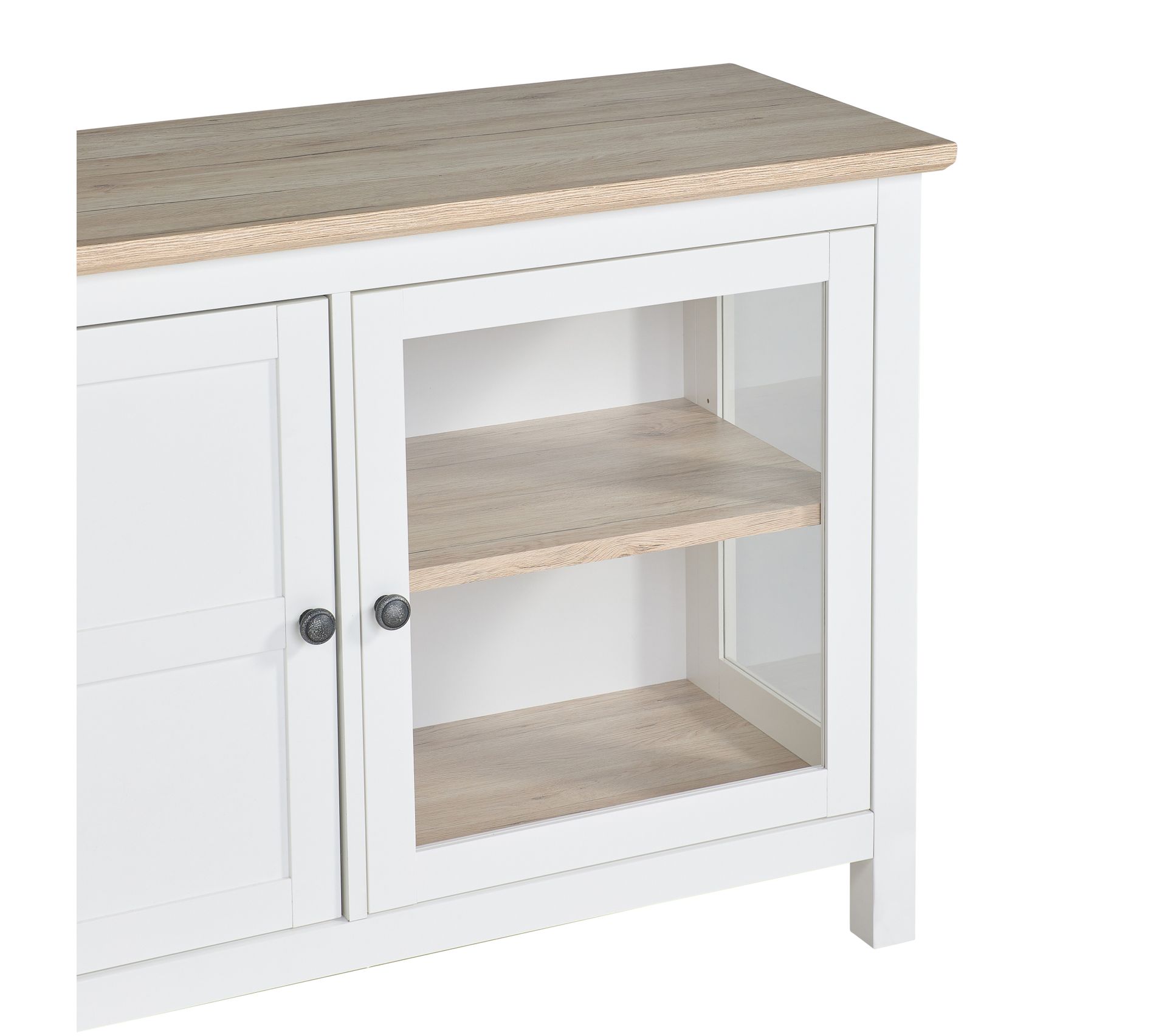 Buffet vitré BOCAGE blanc imitation chêne - Buffet BUT