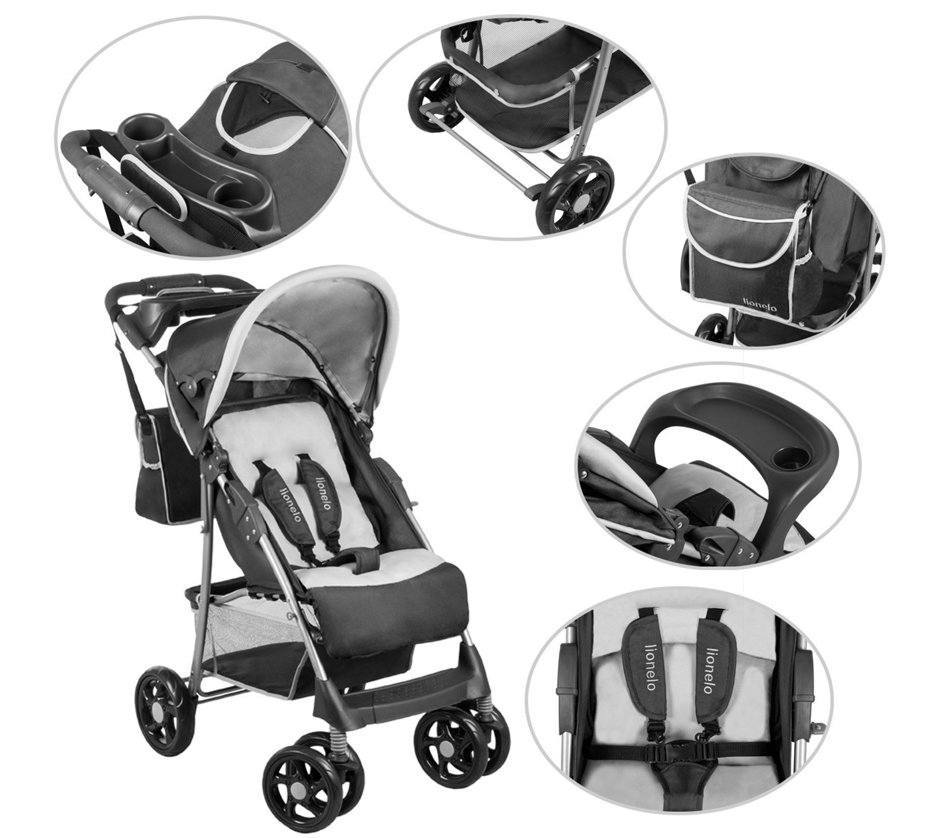 Emma Plus Poussette Pliable Avec Sac À Langer Gris Anthracite ...