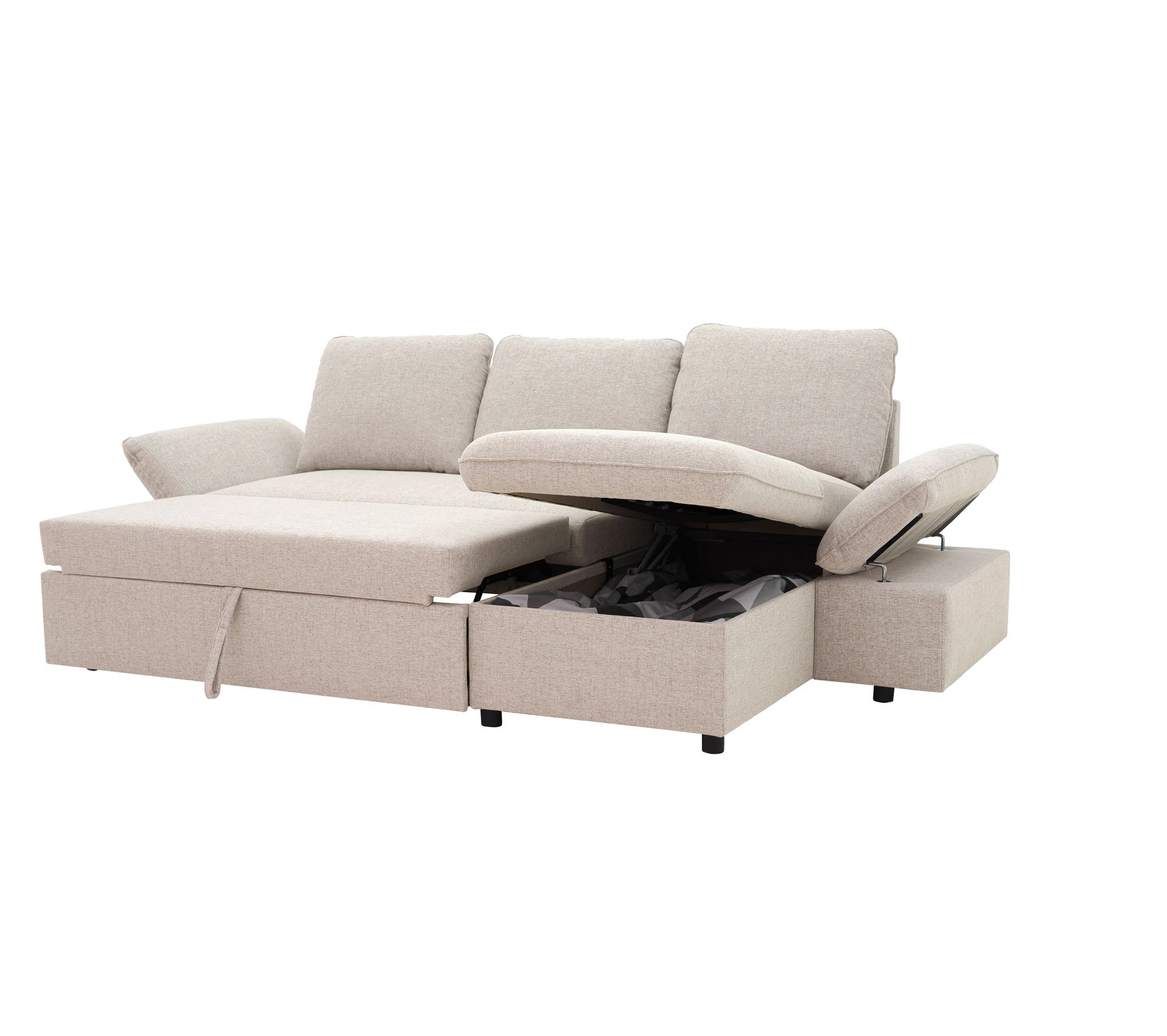 Canapé convertible méridienne réversible ANY tissu beige - Canapé BUT