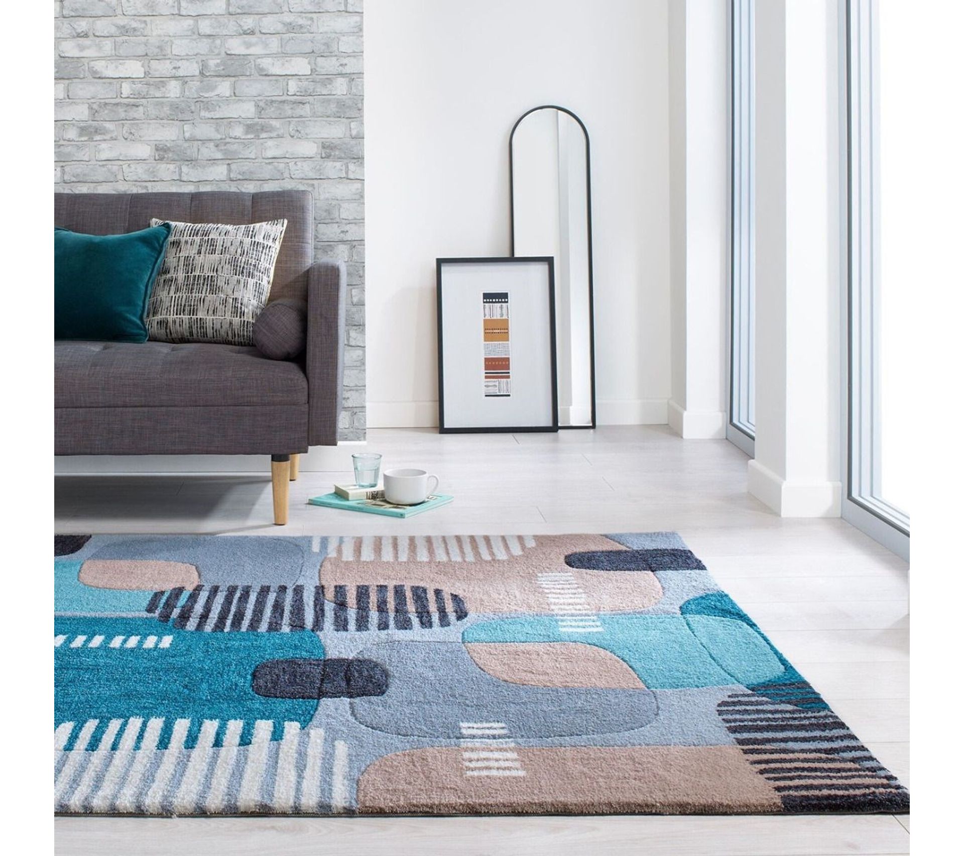 Tapis De Salon Moderne Pop Art En Polyester - Bleu Turquoise - 120x170 ...