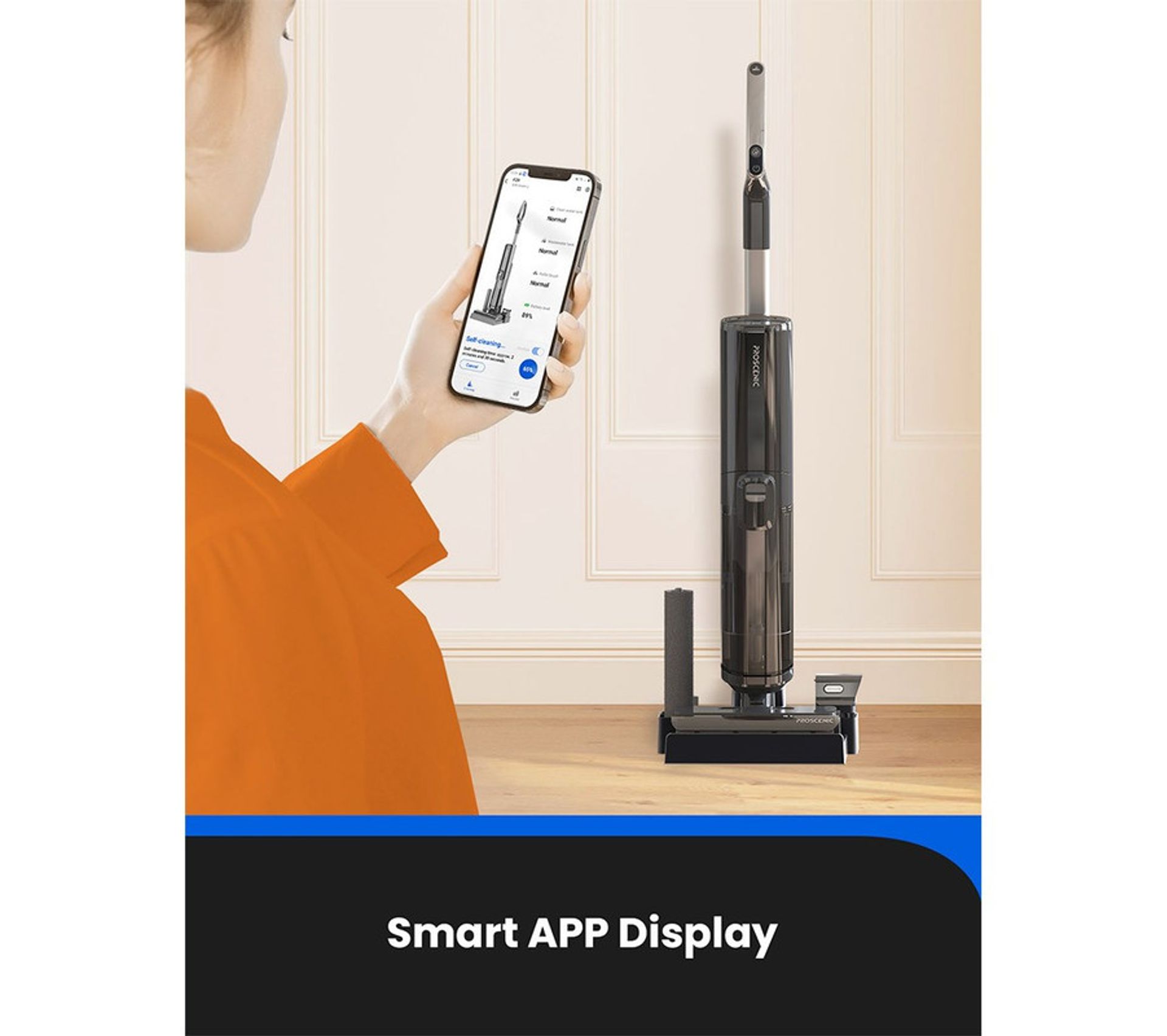 Aspirateur Balai Laveur Sans Fil, Autonettoyant, Autonomie 45 Minutes ...