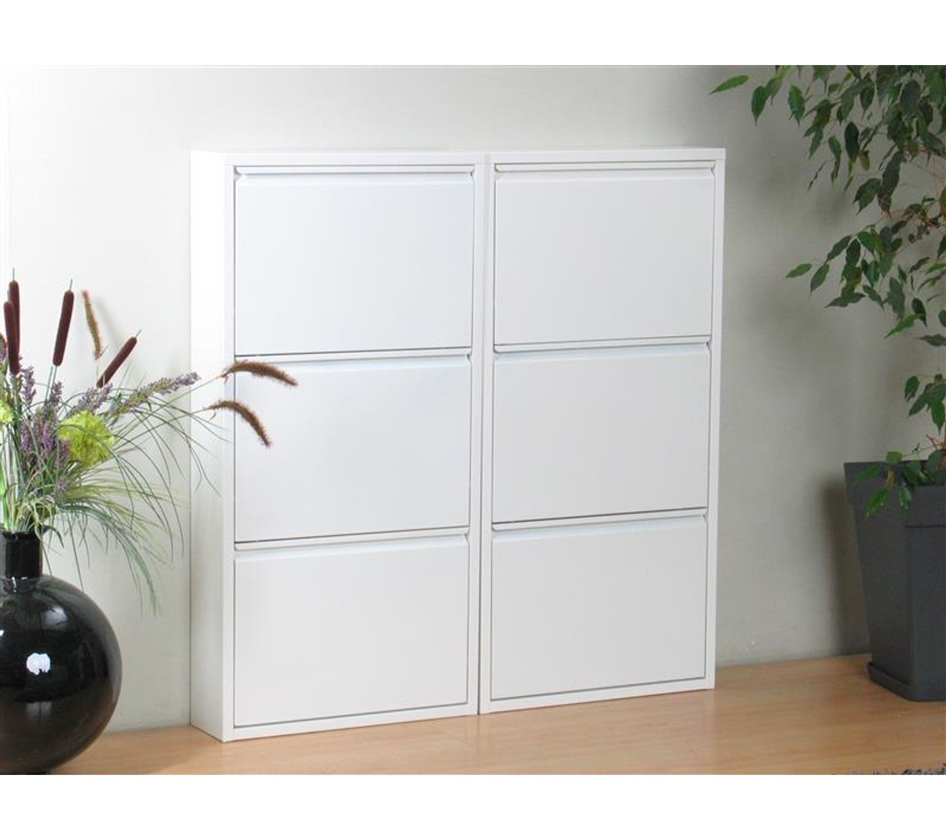 Meuble à Chaussures Pisa à 6 Rabats/portes Métal Blanc - Meuble à ...