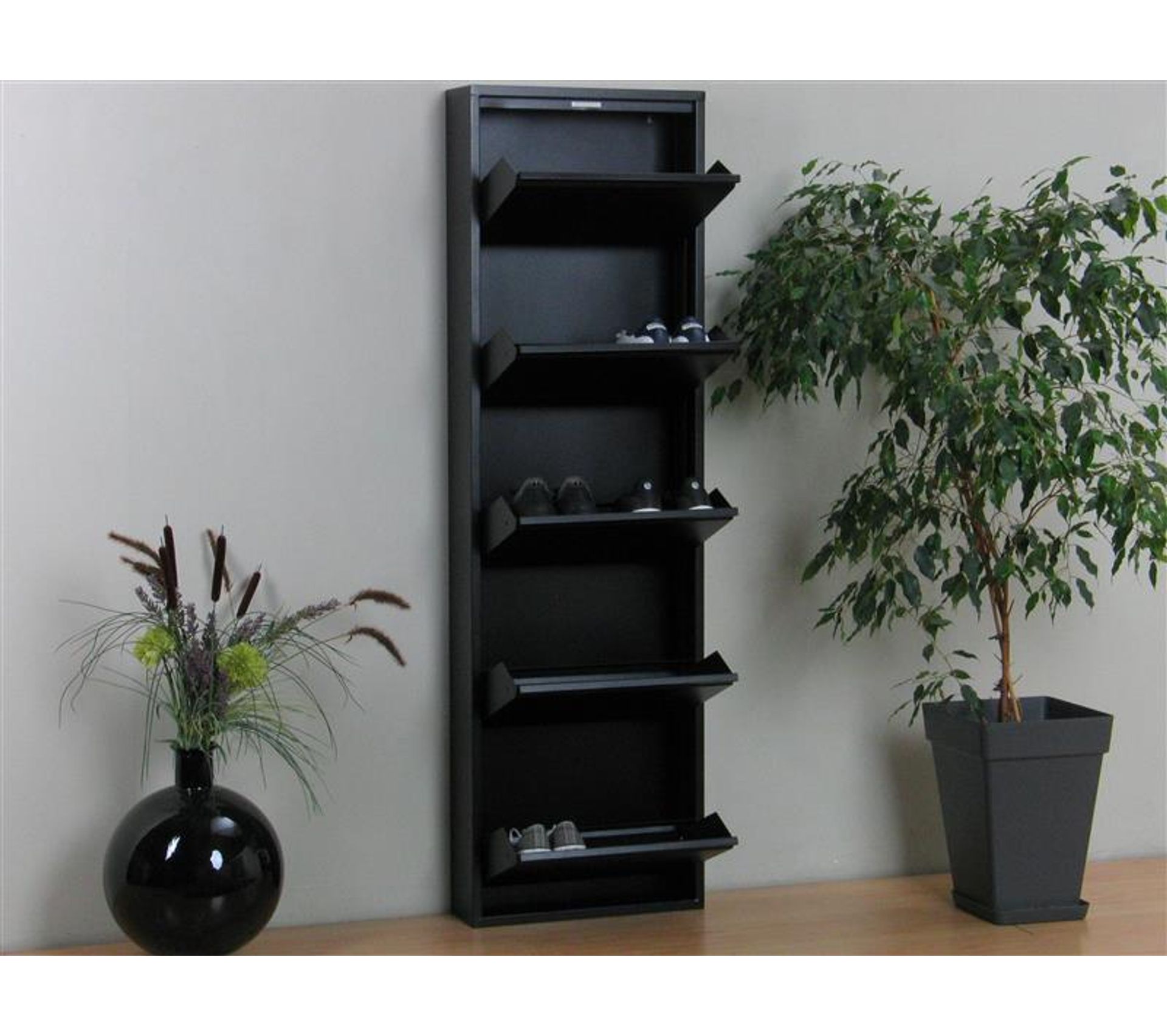 Meuble à Chaussures Pisa à 5 Rabats/portes Métal Noir - Meuble à ...