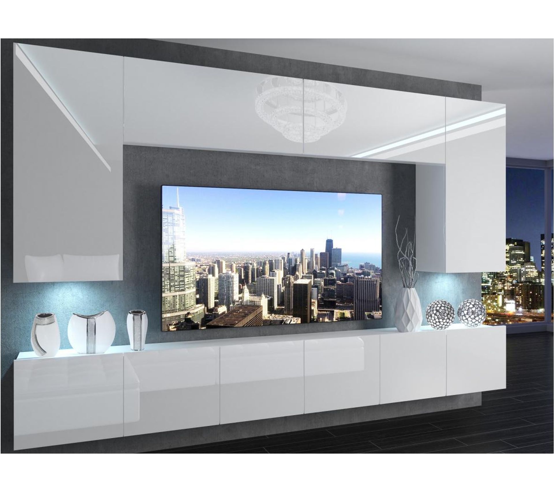 Sillea Ensmble Meubles TV 300 Cm 300x36x40/115 Blanc