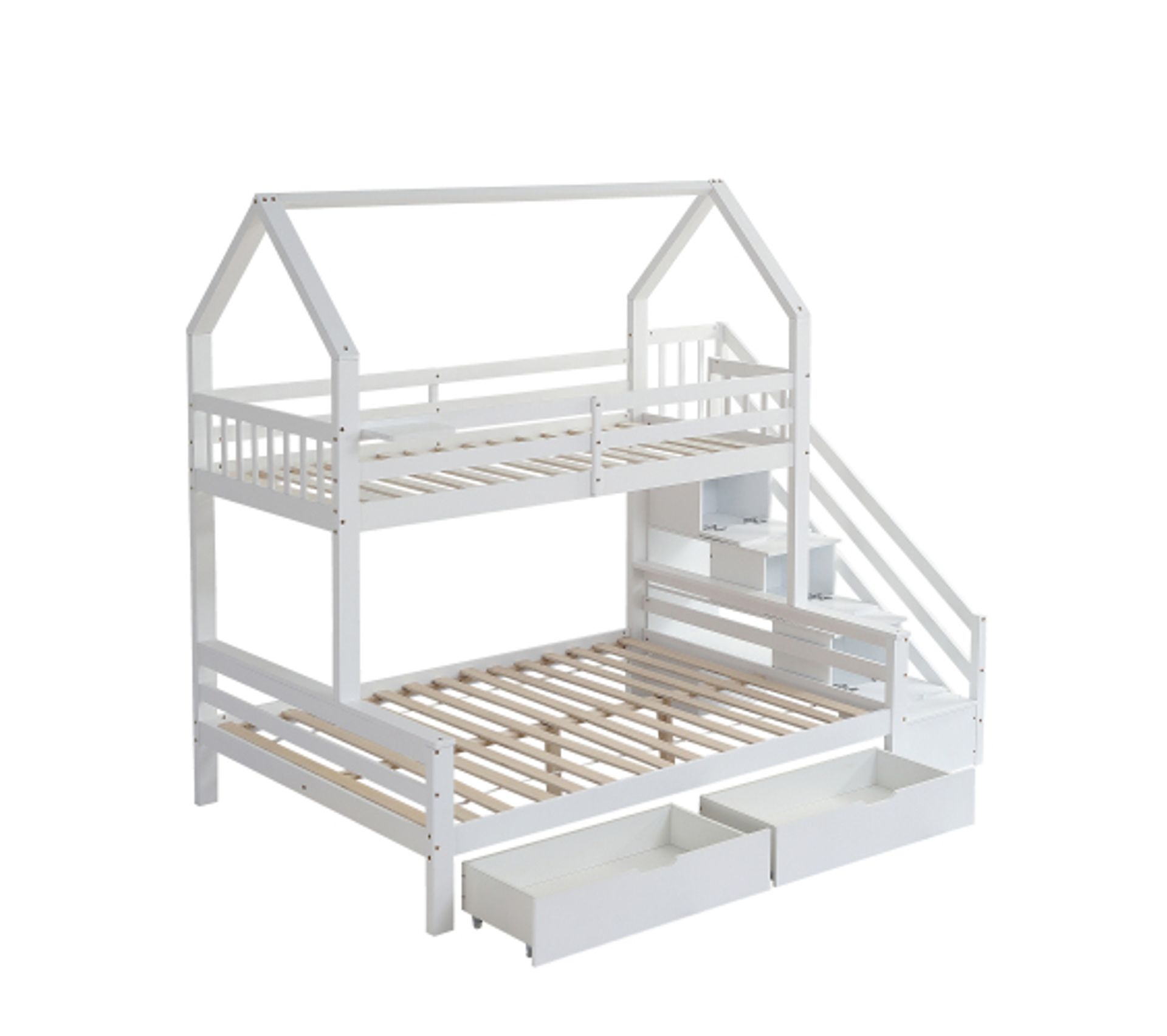 Lit Superposé Avec Échelle, Lit Cabane, Lit Pour Enfants, Blanc ...