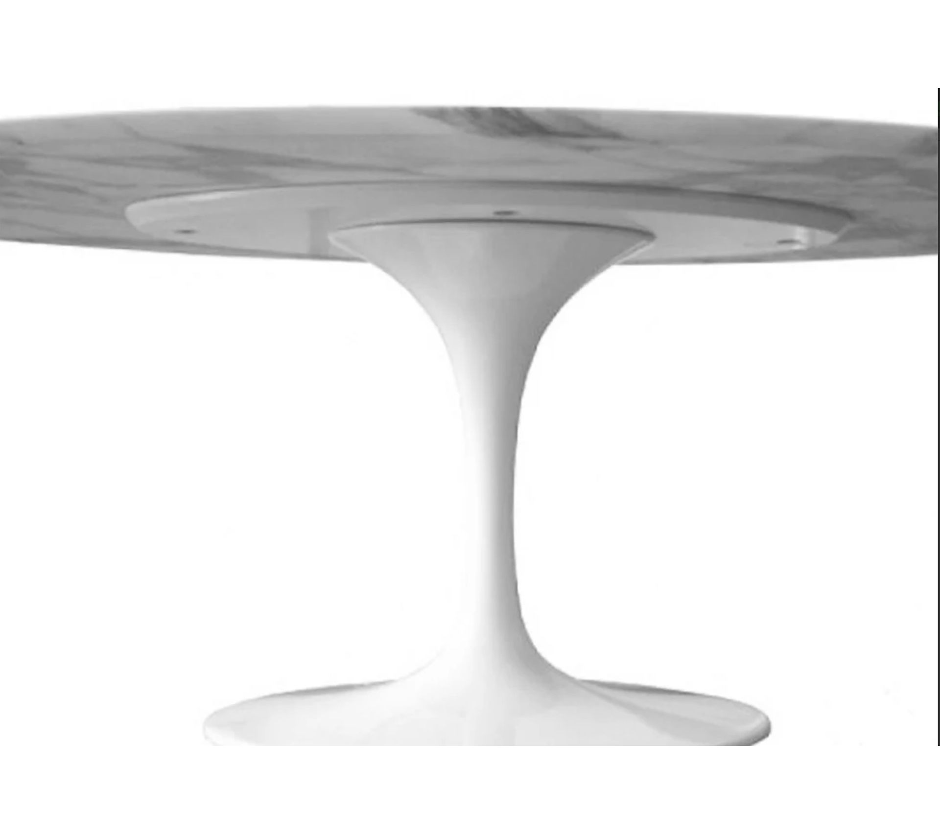 Table Tulipe Ronde 110 Cm Marbre Blanc Pied Blanc Mat - Table BUT