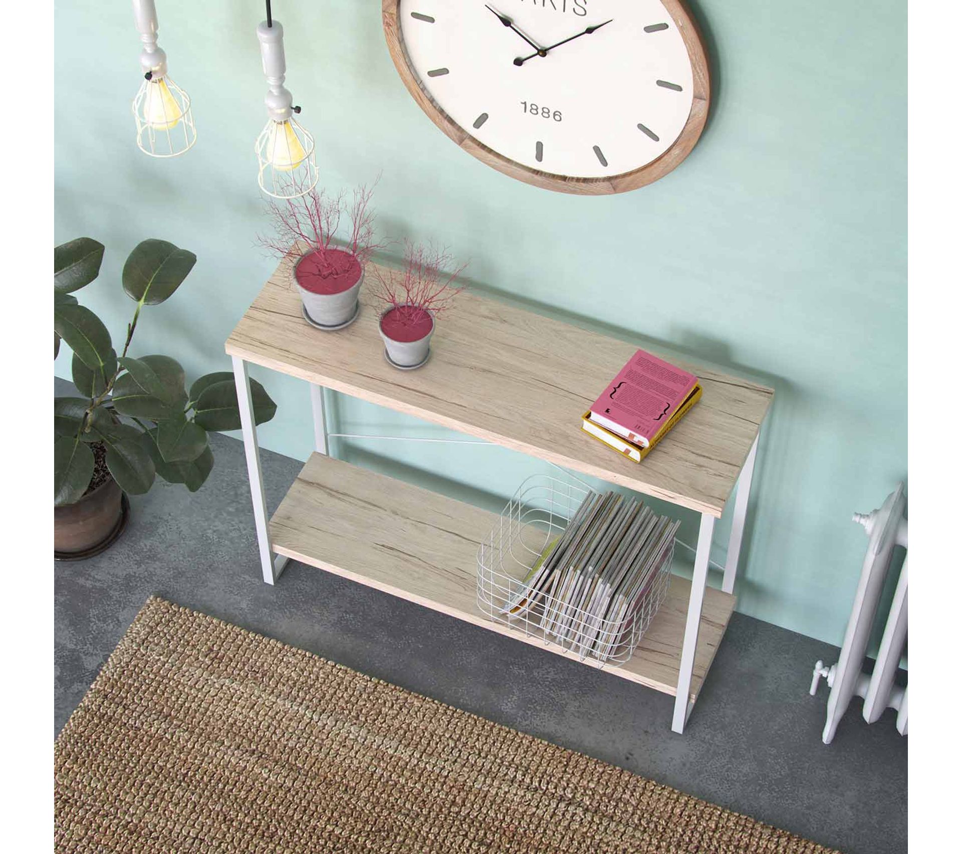 Meuble D'entrée Étroit, Table Console Taline 100x30x80cm,bois Et Métal ...