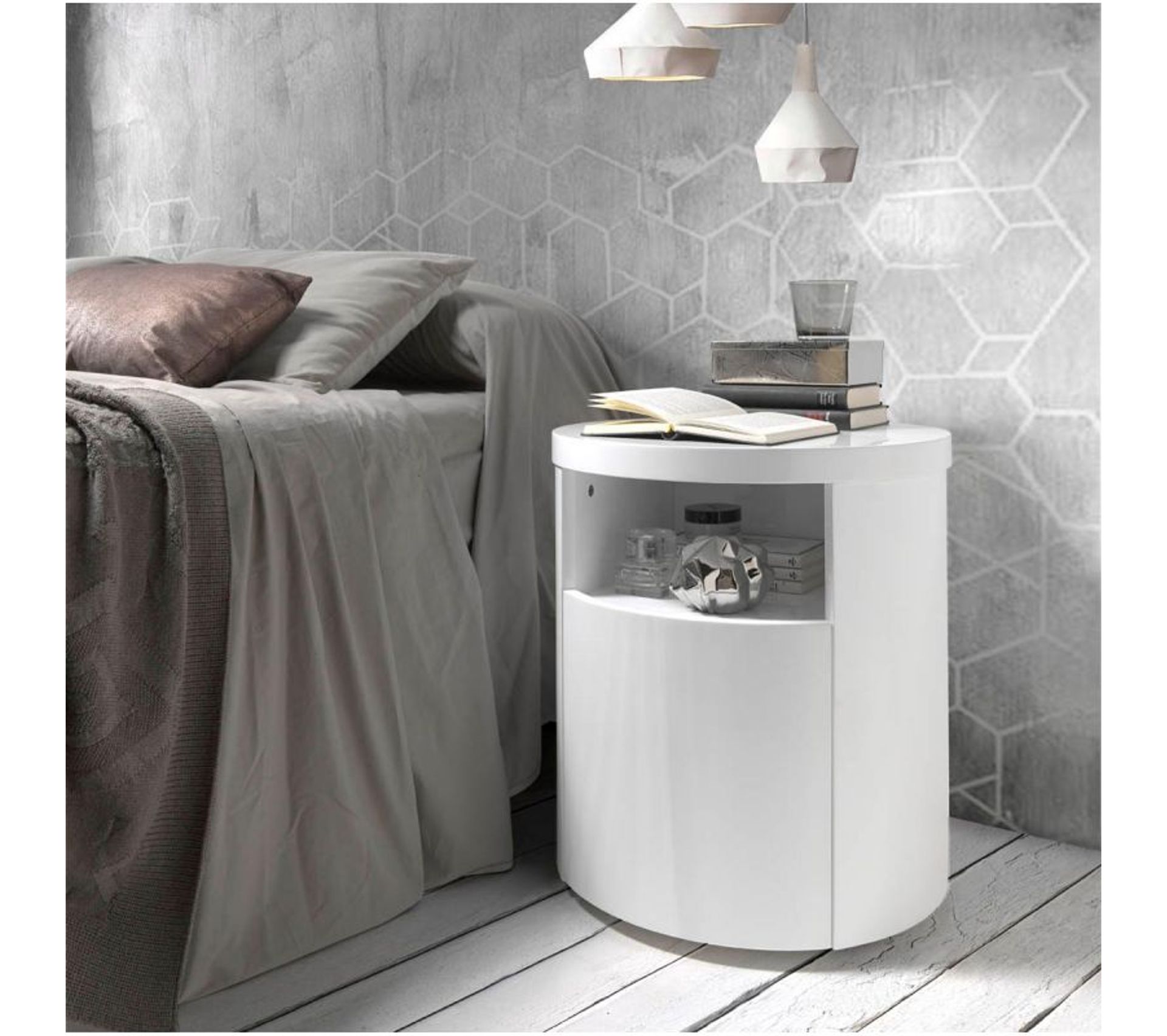 Table De Chevet Design 1 Tiroir "palmi" 48cm Blanc - Table de chevet BUT