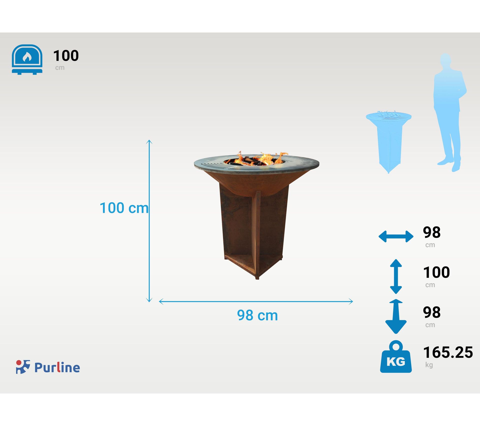 Barbecue Brasero Avec Plaque D'acier De 100 Cm - Chauffage extérieur BUT