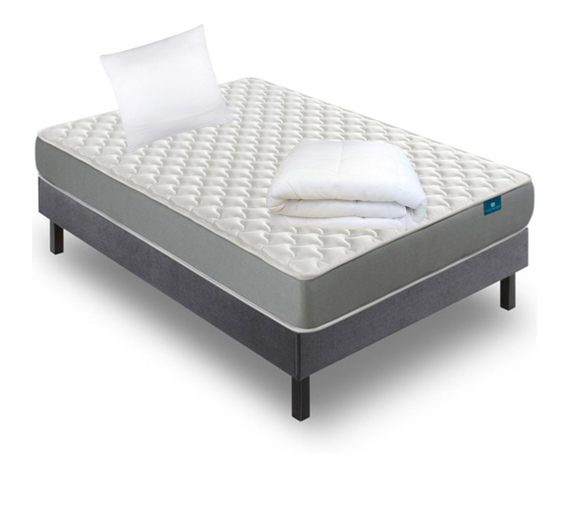 Pack 90x190 Matelas mousse Réversible H18 Cm + Sommier Kit + 2 ...