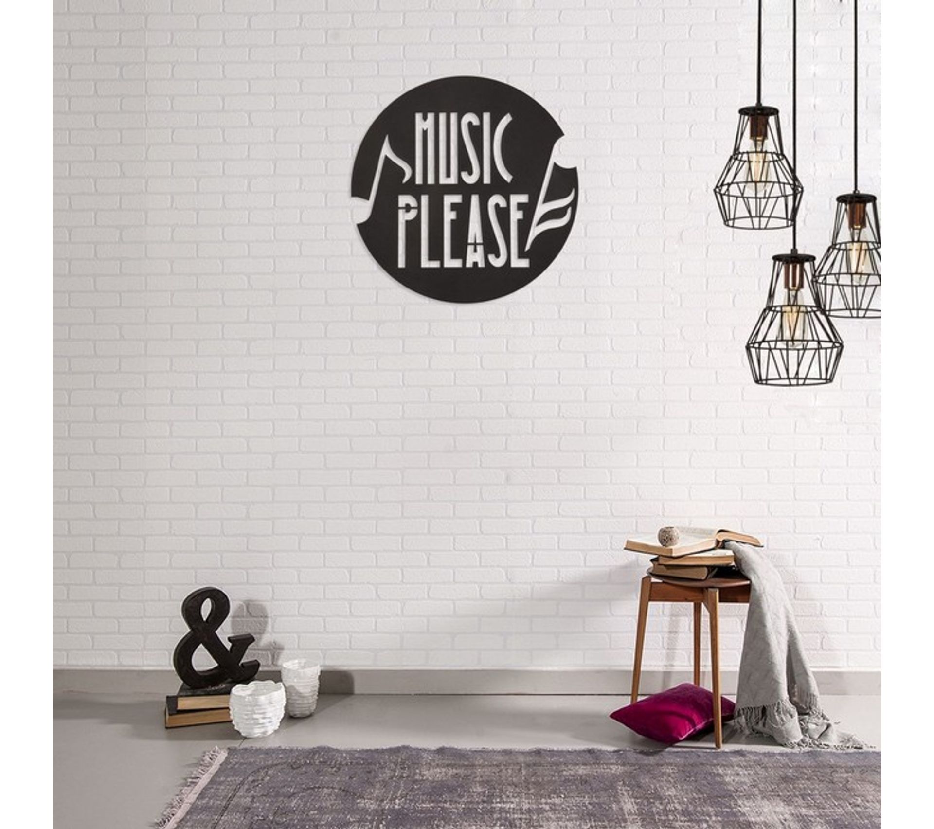 Décoration Murale Music - Musique - Noir En Acier, 50 X 0,15 X 50 Cm ...