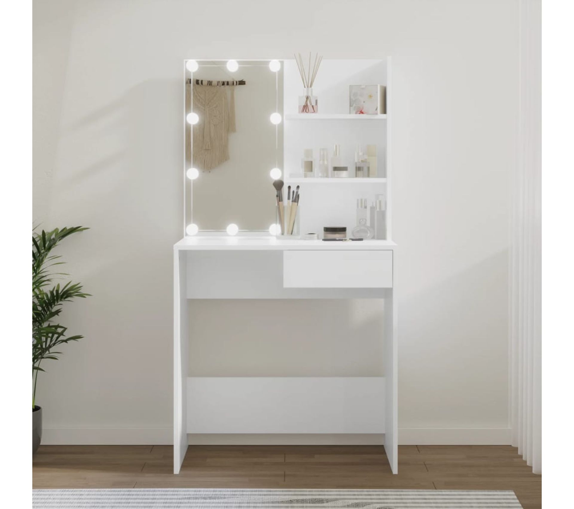 Coiffeuse Avec LED Blanc 74,5x40x141 Cm - Coiffeuse BUT