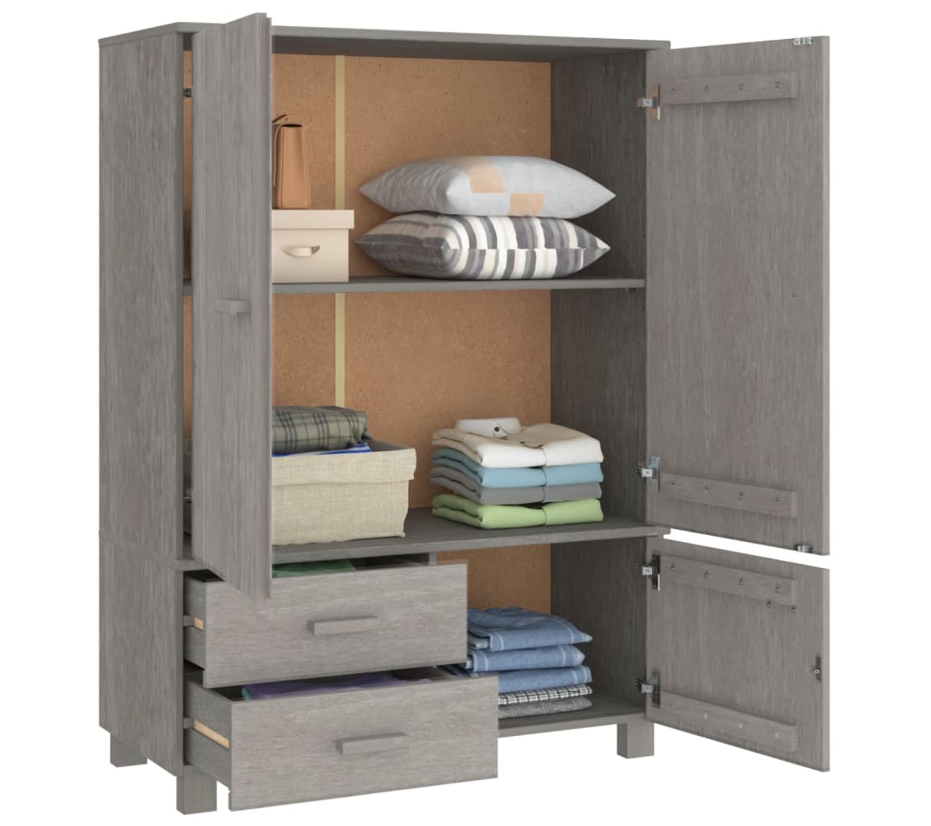 Garde-robe Hamar Gris Clair 99x45x137 Cm Bois Massif De Pin - Armoire BUT