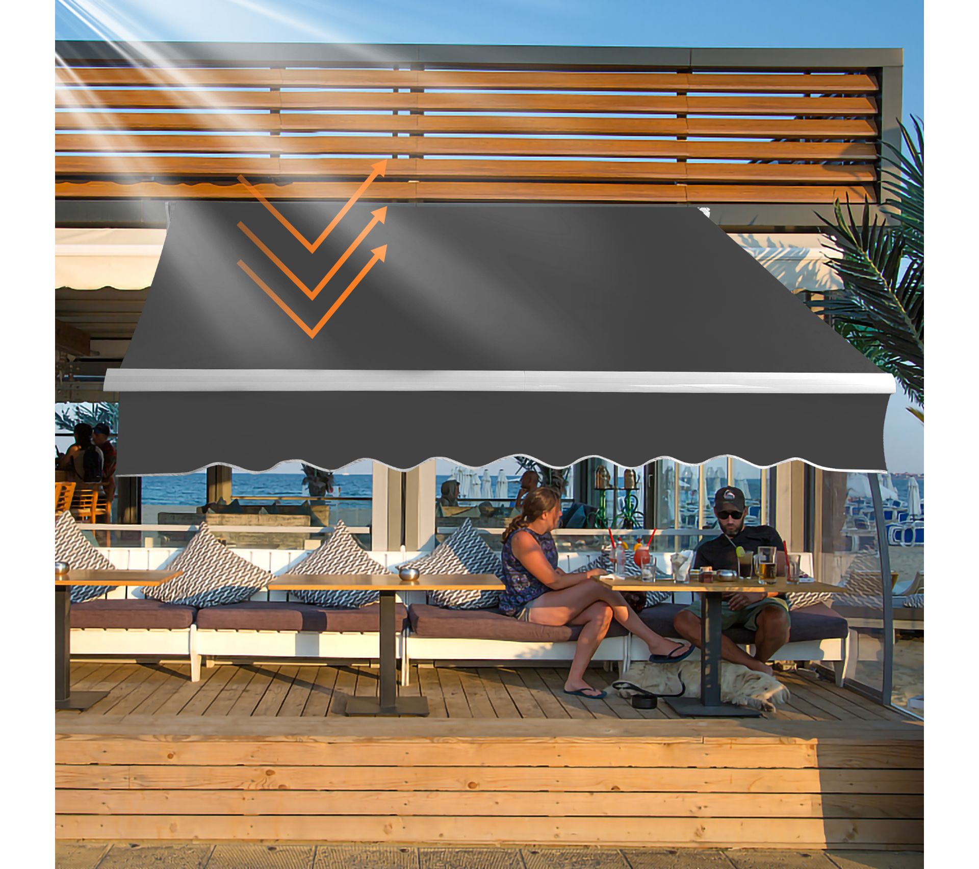 Store De Balcon Store Banne Manuel Store Extérieur Auvent Balcon Gris ...